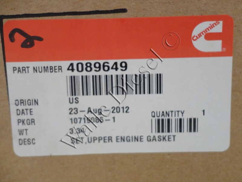 4089649 Upper Engine Gasket Set